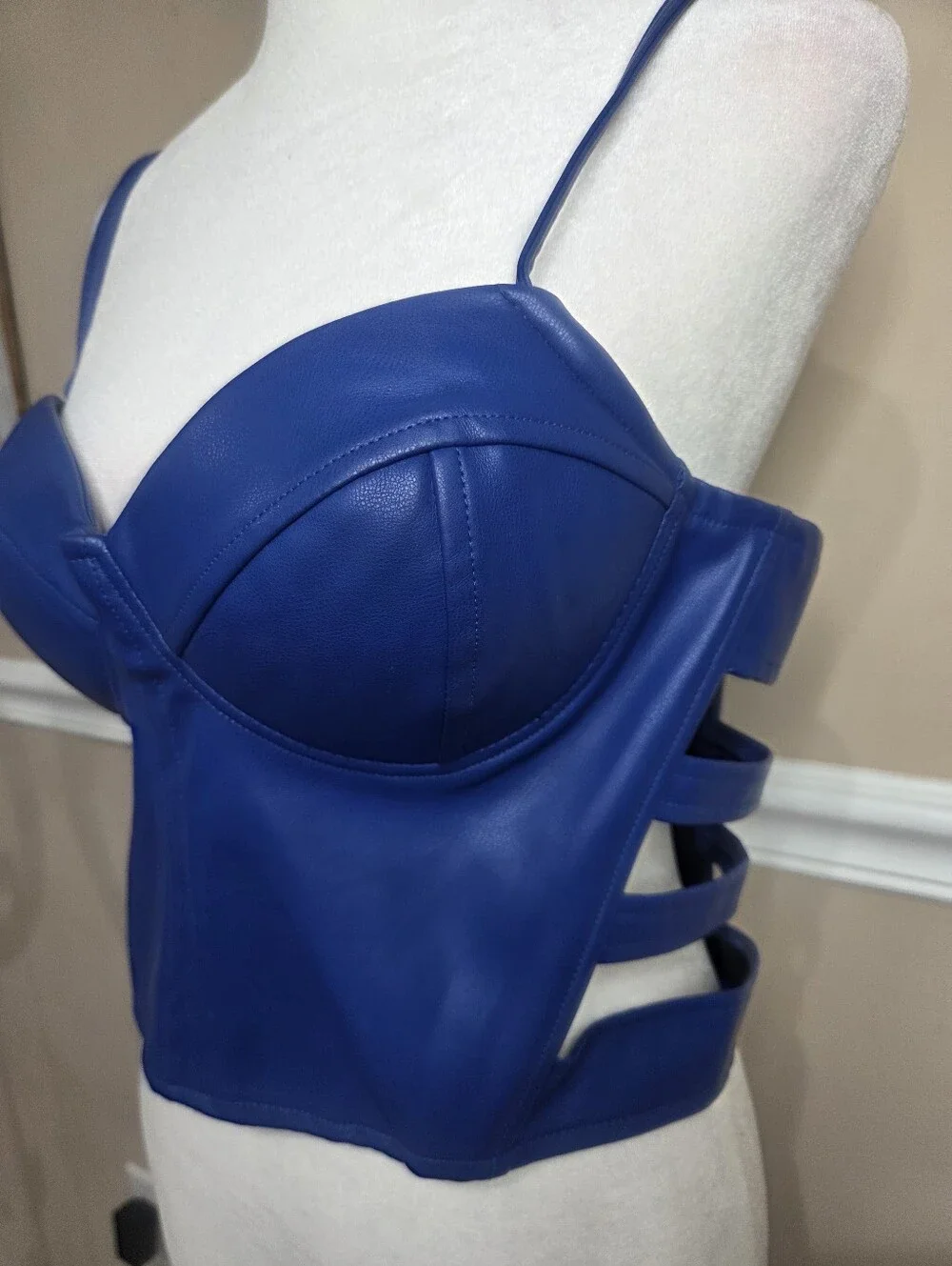 Haute Monde | Tops | Haute Monde Electric Blue Faux Leather Bustier Top ...